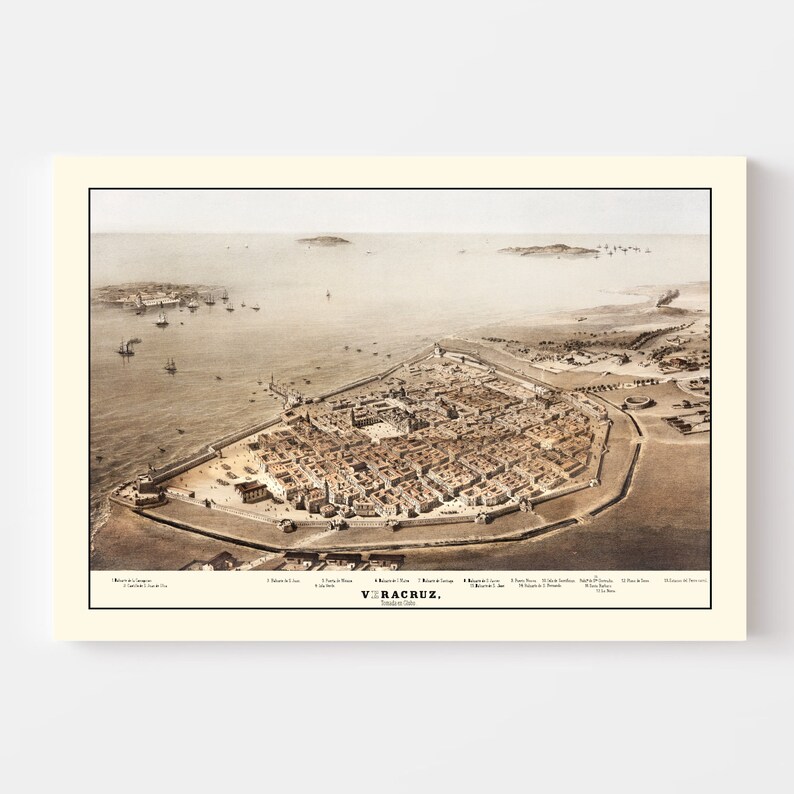 Veracruz Map 1862 Old Map of Veracruz Mexico Art Vintage - Etsy