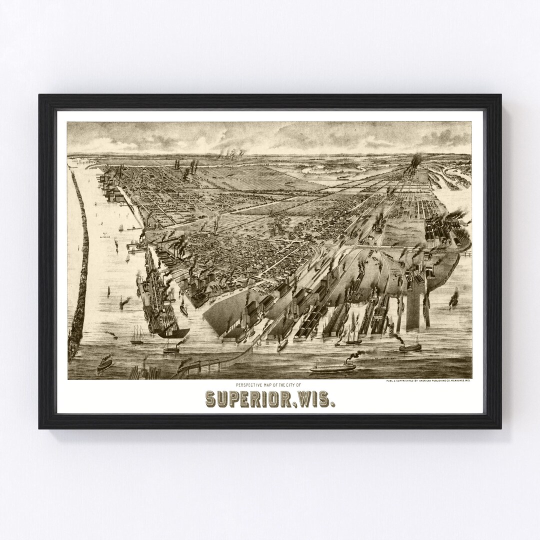 Superior Map 1893 Old Map of Superior Wisconsin Art Vintage - Etsy