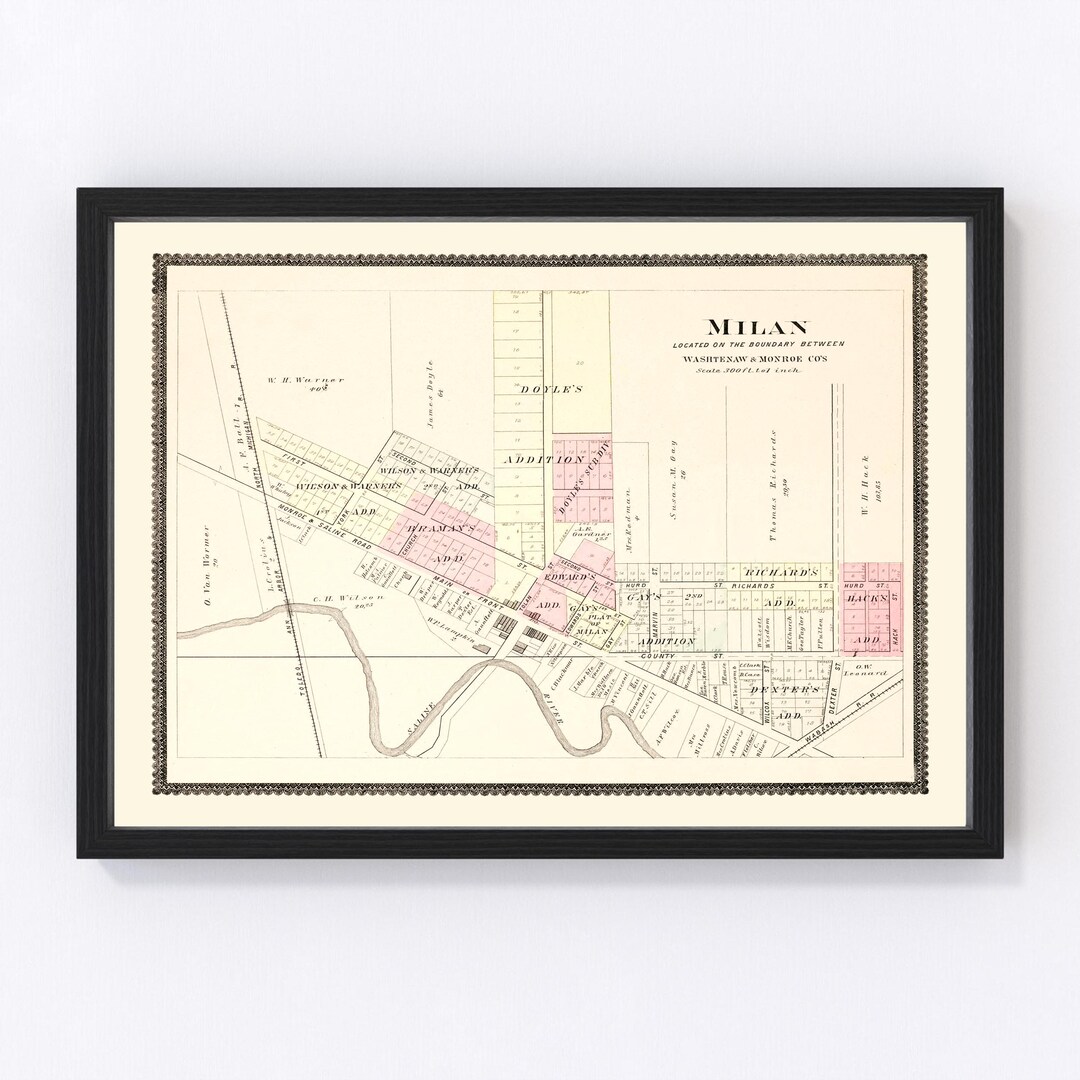 Milan Map 1895, Vintage Milan Map, Old Milan Michigan Art, Wall Art ...