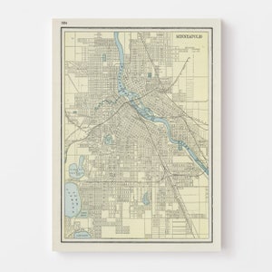 Minneapolis Map 1901 - Old Map of Minneapolis Minnesota Art Vintage ...