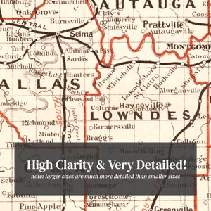 Alabama Railroad Map 1882 Old Railroad Map of Alabama Art Vintage Print ...