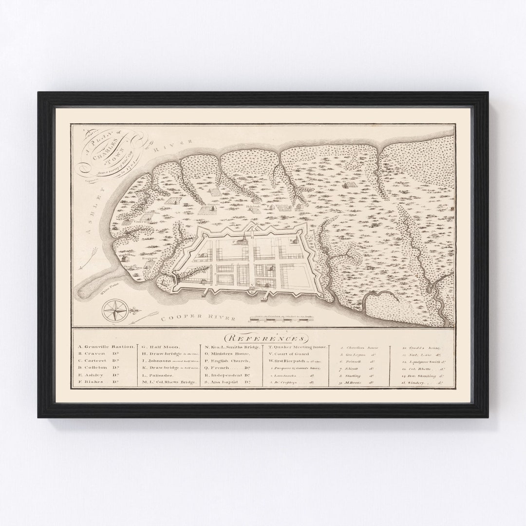 Charleston Map 1809 Old Map of Charleston South Carolina Art Vintage ...