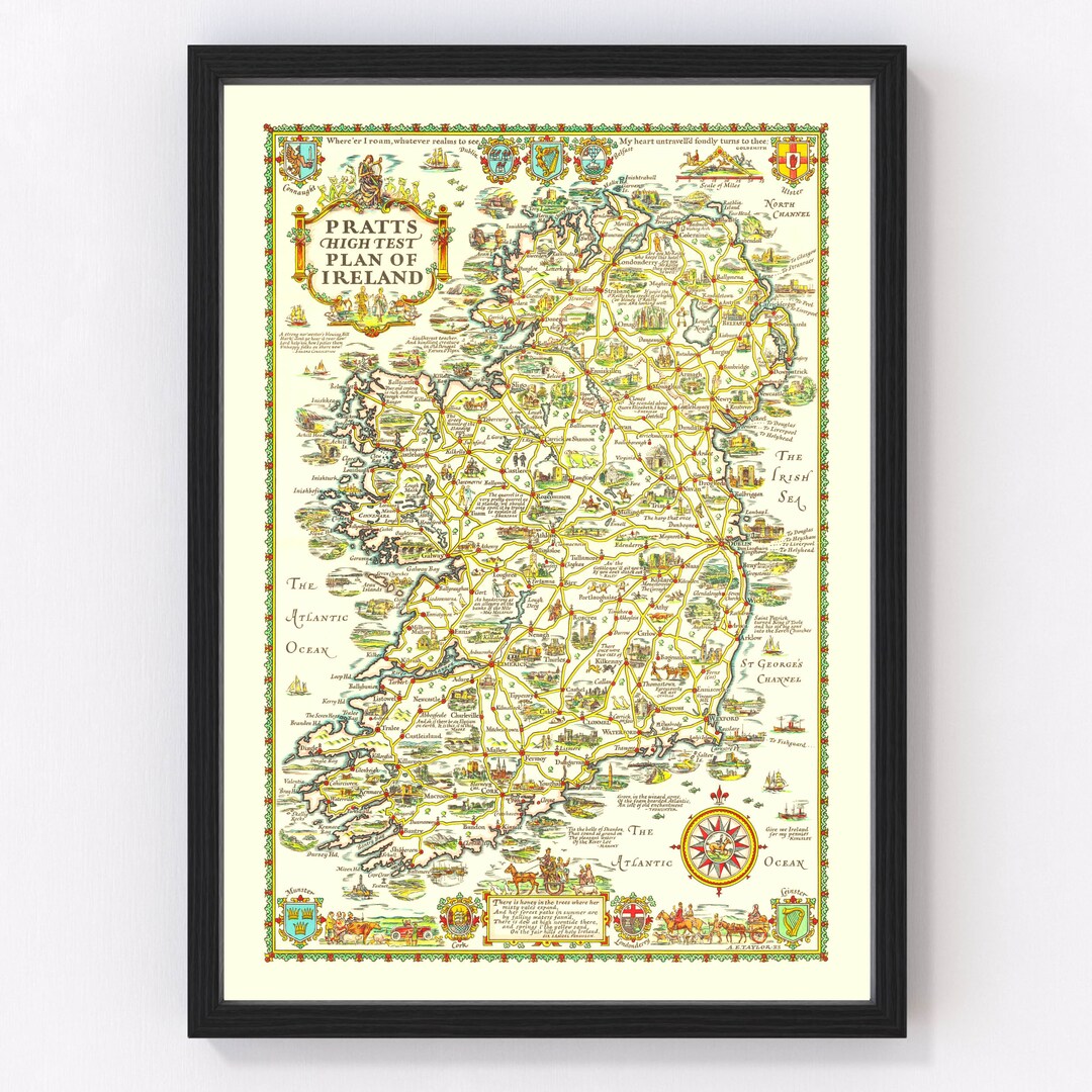 Ireland Map 1933, Vintage Ireland Map, Old Ireland Art, Wall Art Gift ...