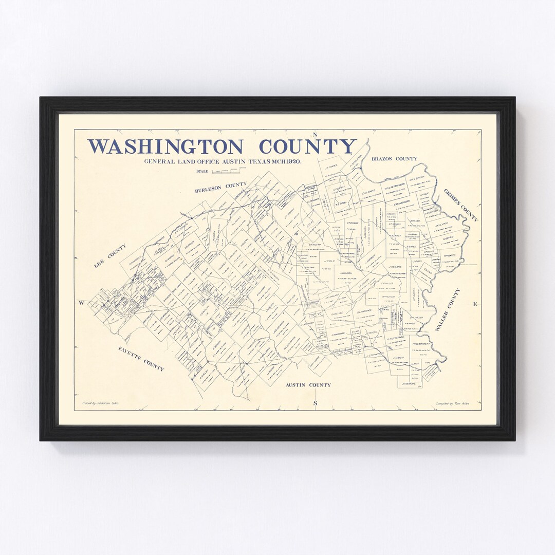 Washington County Map 1920, Vintage Washington County Map, Old ...