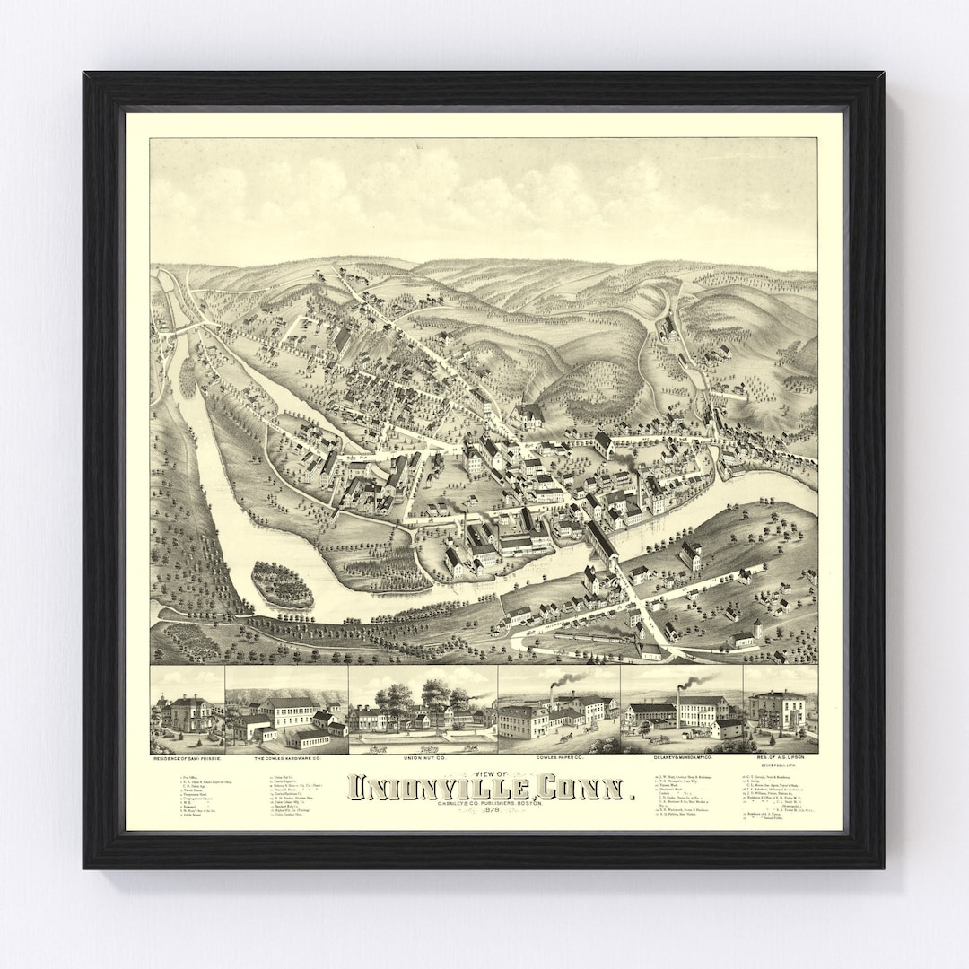 Unionville Map 1878, Vintage Unionville Map, Old Unionville Connecticut ...