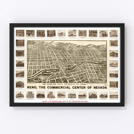Reno Map 1907 Old Map of Reno Nevada Art Vintage Print - Etsy