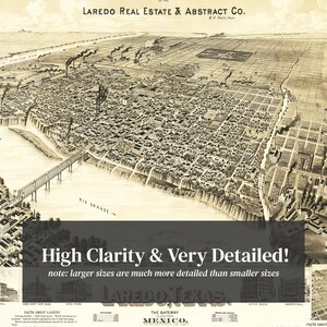 Laredo Map 1890 Old Map of Laredo Texas Art Vintage Print Framed Canvas ...