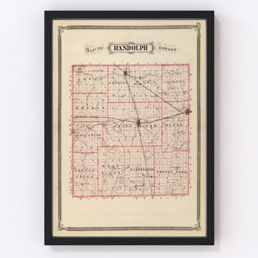 Randolph County Map 1876, Vintage Randolph County Map, Old Randolph ...