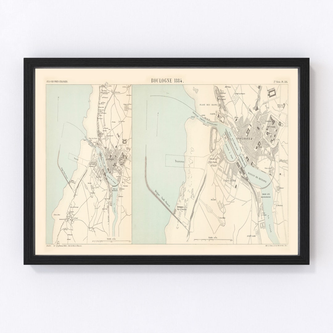 Boulogne-sur-mer Map 1884, Vintage Boulogne-sur-mer Map, Old Boulogne ...