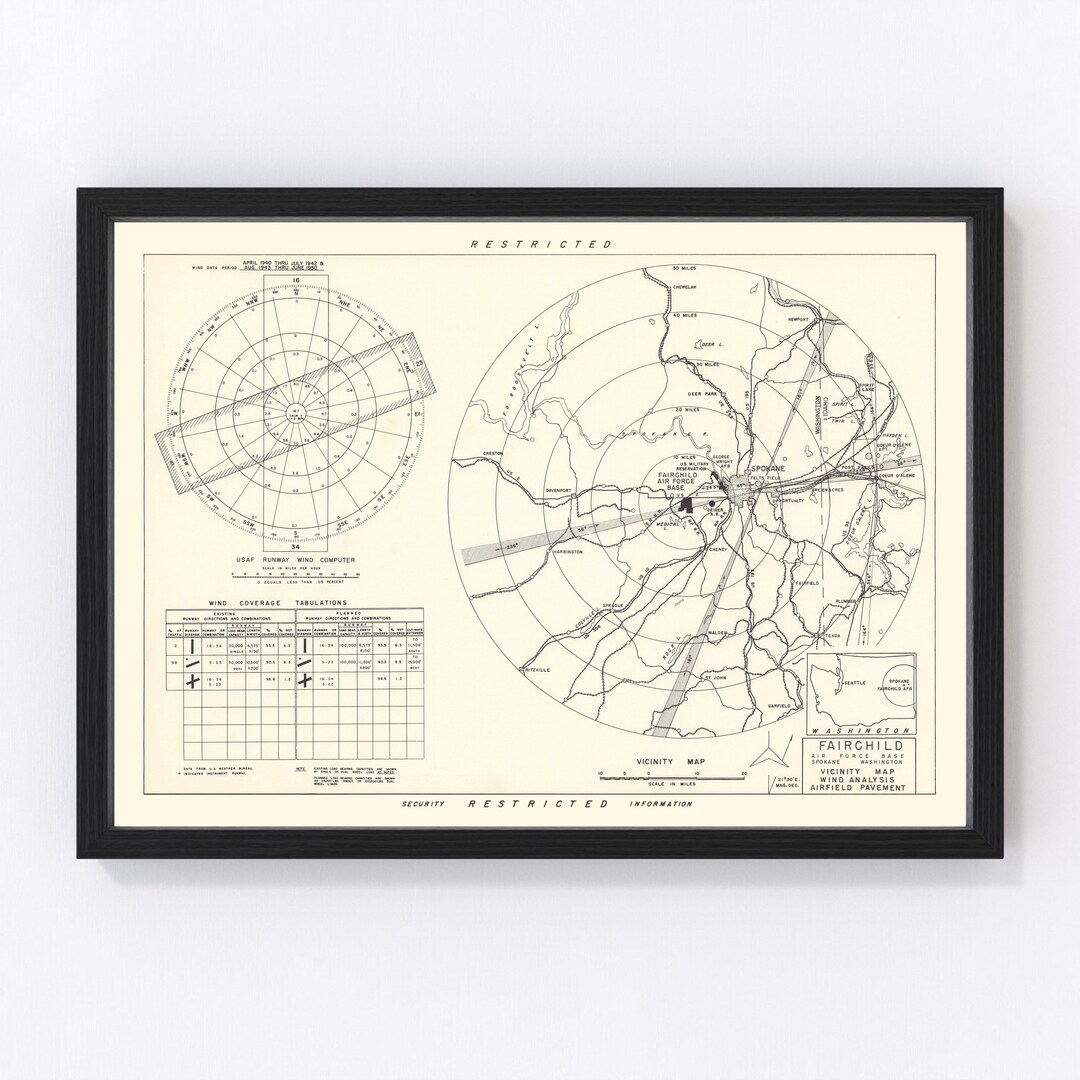 Fairchild Air Force Base Vicinity Map 1951 Old Map of Fairchild Air ...