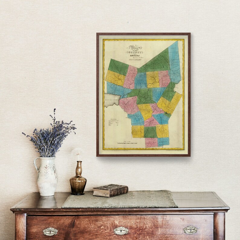 Oneida County Map 1829, Vintage Oneida County Map, Old Oneida County ...