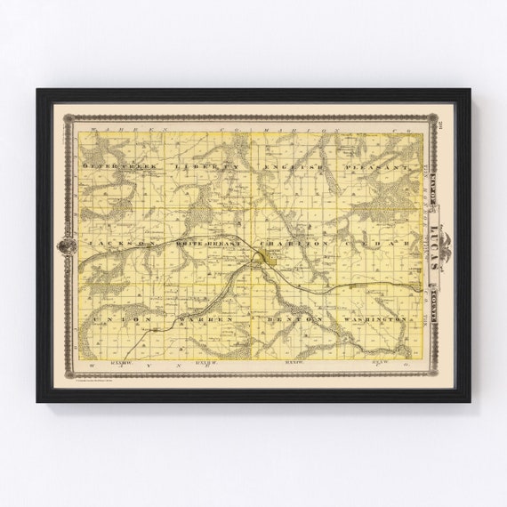 Lucas County IA Map 1875 Old Map of Chariton Iowa Art - Etsy