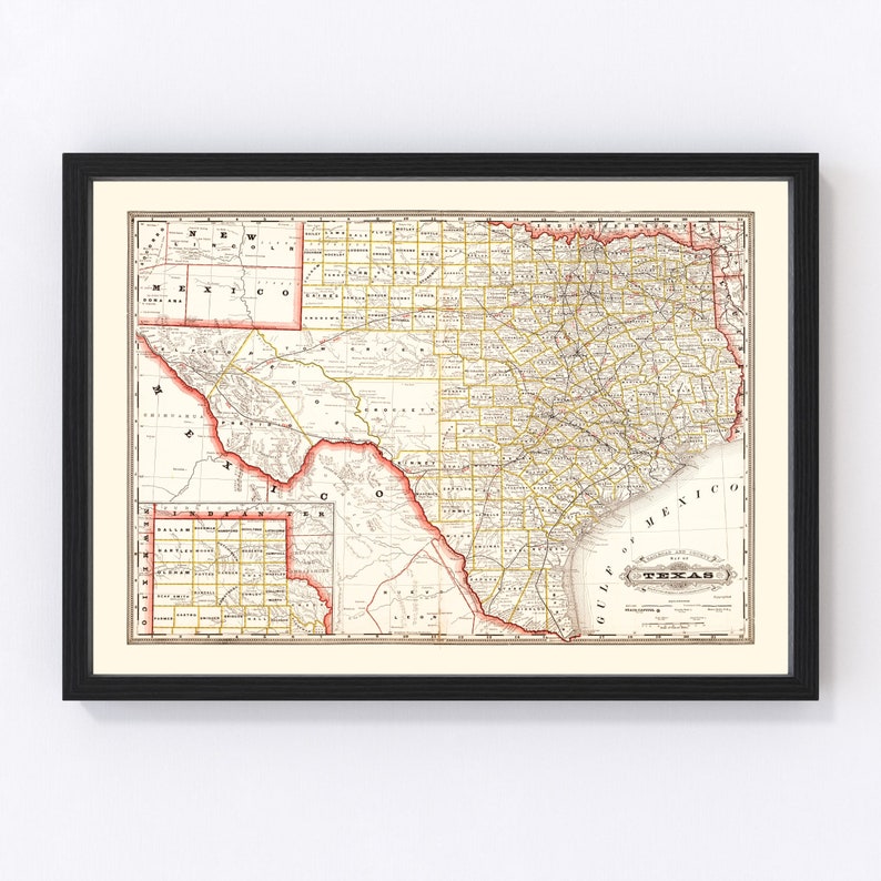 Texas Railroad Map 1882 Old Railroad Map of Texas Art - Etsy
