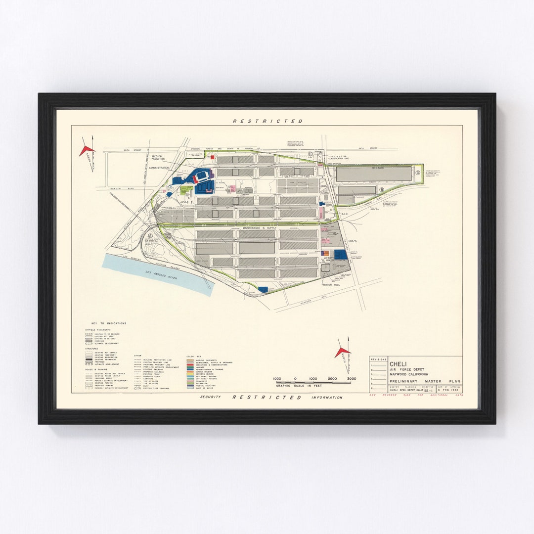 Cheli Air Force Depot Map 1952 Old Map of Cheli Air Force Depot Art ...