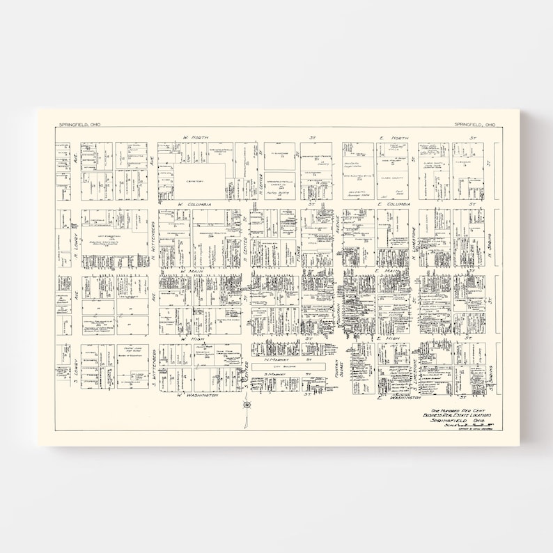 Springfield Map 1929 Old Map of Springfield Business Section - Etsy