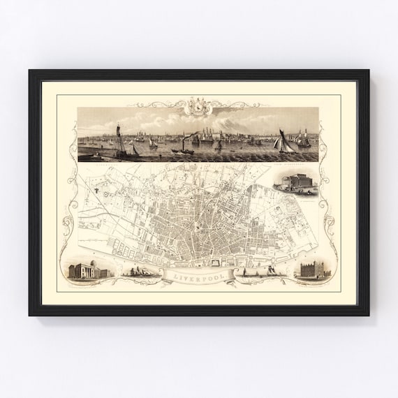 Liverpool Map 1851 Old Map of Liverpool United Kingdom Art - Etsy