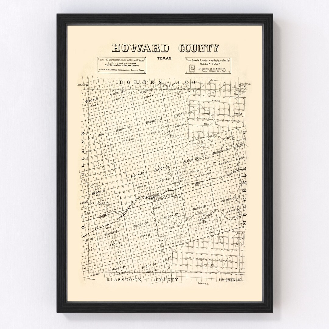Howard County Map 1890, Vintage Howard County Map, Old Howard County ...