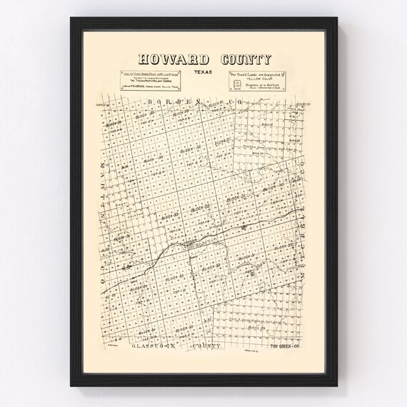 Howard County Texas Map 1890 Old Map of Howard County Texas - Etsy