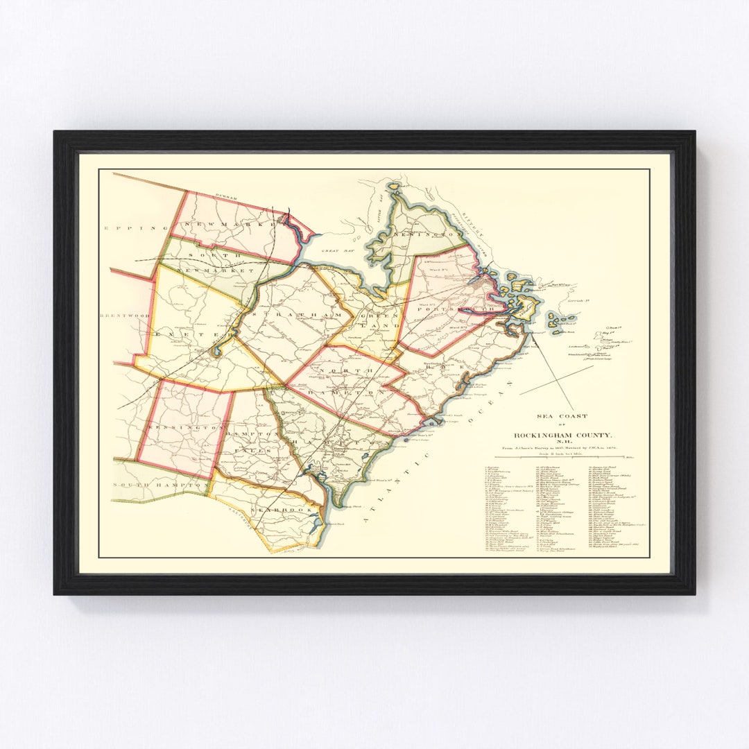 Rockingham County Map 1876, Vintage Rockingham County Map, Old ...