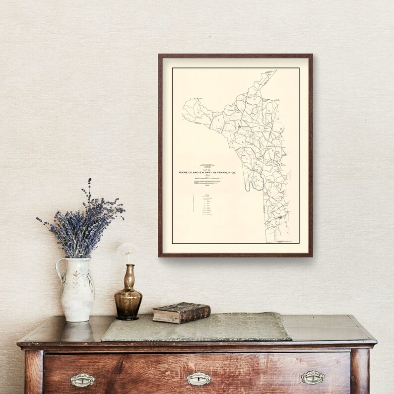 Moore County Map 1935, Vintage Moore County Map, Old Moore County ...