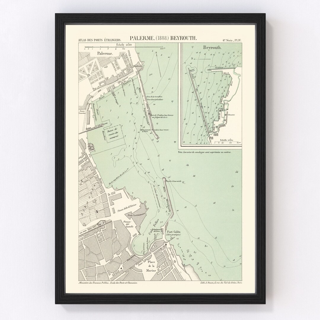 Palermo Map 1888, Vintage Palermo Map, Old Palermo Art, Wall Art Gift ...