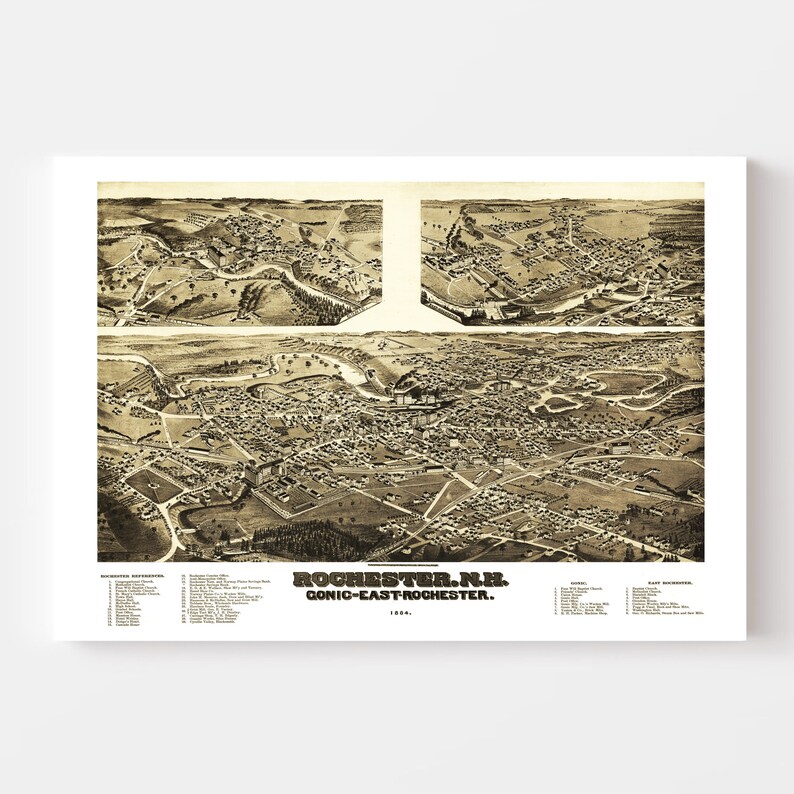 Rochester Map 1884 Old Map of Rochester New Hampshire Art - Etsy