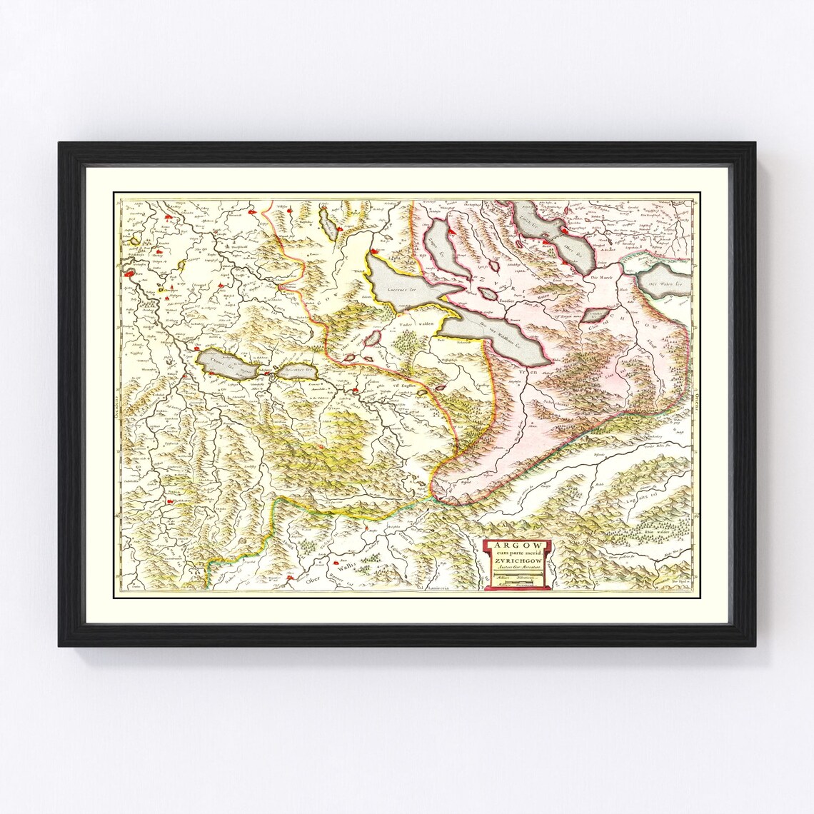 Aargau and Zurich Switzerland Map 1665 Old Map of Aargau and - Etsy