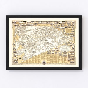 Wellesley Map 1960 Old Map of Wellesley Massachusetts Art Vintage Print ...