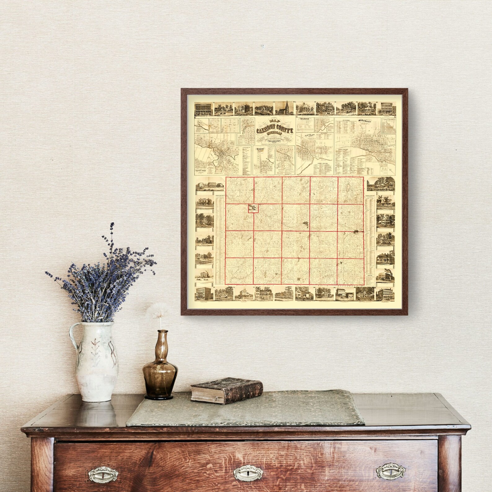 Calhoun County Michigan Map 1858 Old Map of Calhoun County - Etsy