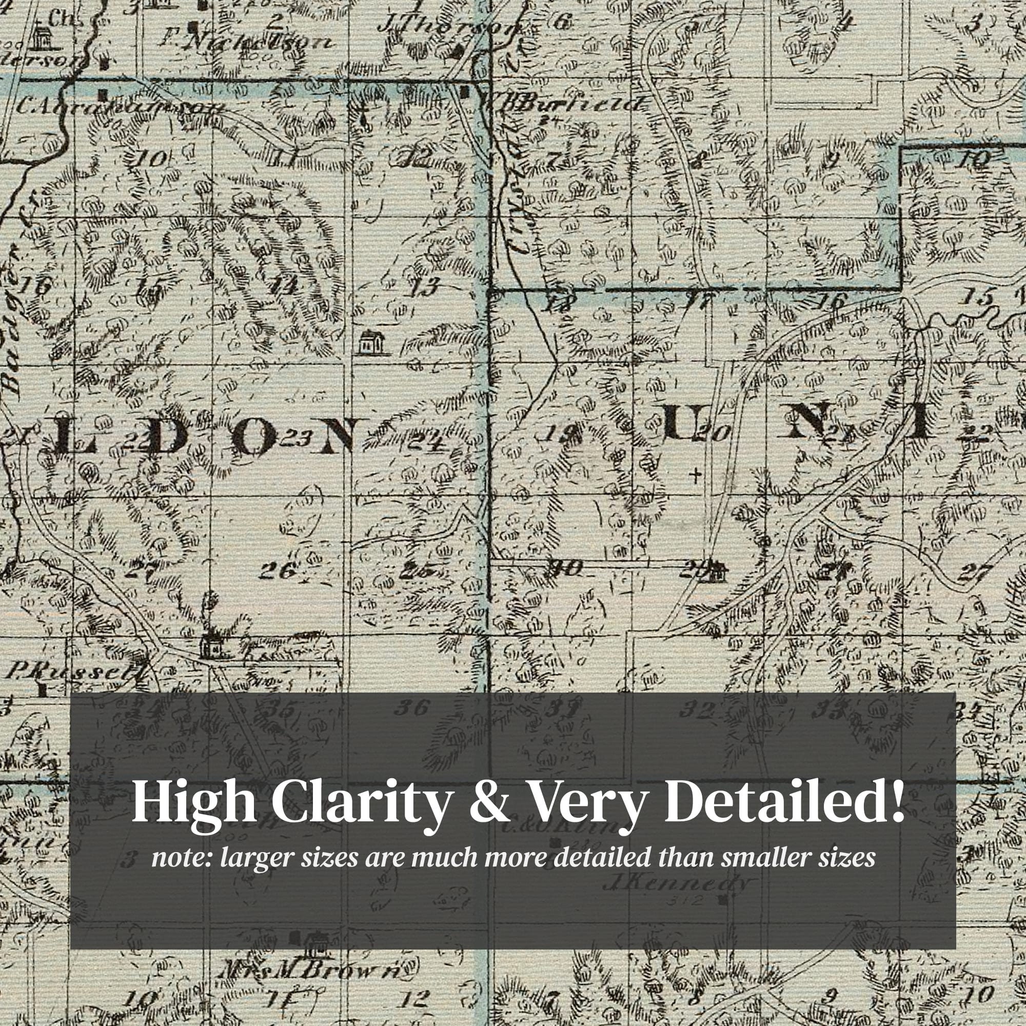 Houston County Map 1874, Vintage Houston County Map, Old Houston County ...