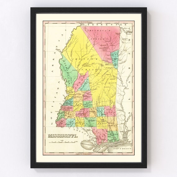 Mississippi Map 1831 Old Map of Mississippi Art Vintage - Etsy