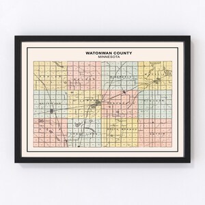 Watonwan County MN Map 1907 Old Map of Minnesota Art Vintage Print ...