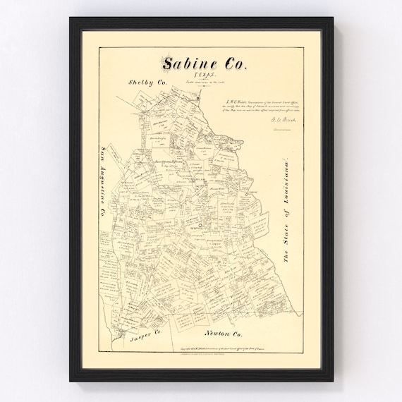 Sabine County Texas Map 1879 Old Map of Sabine County Texas - Etsy