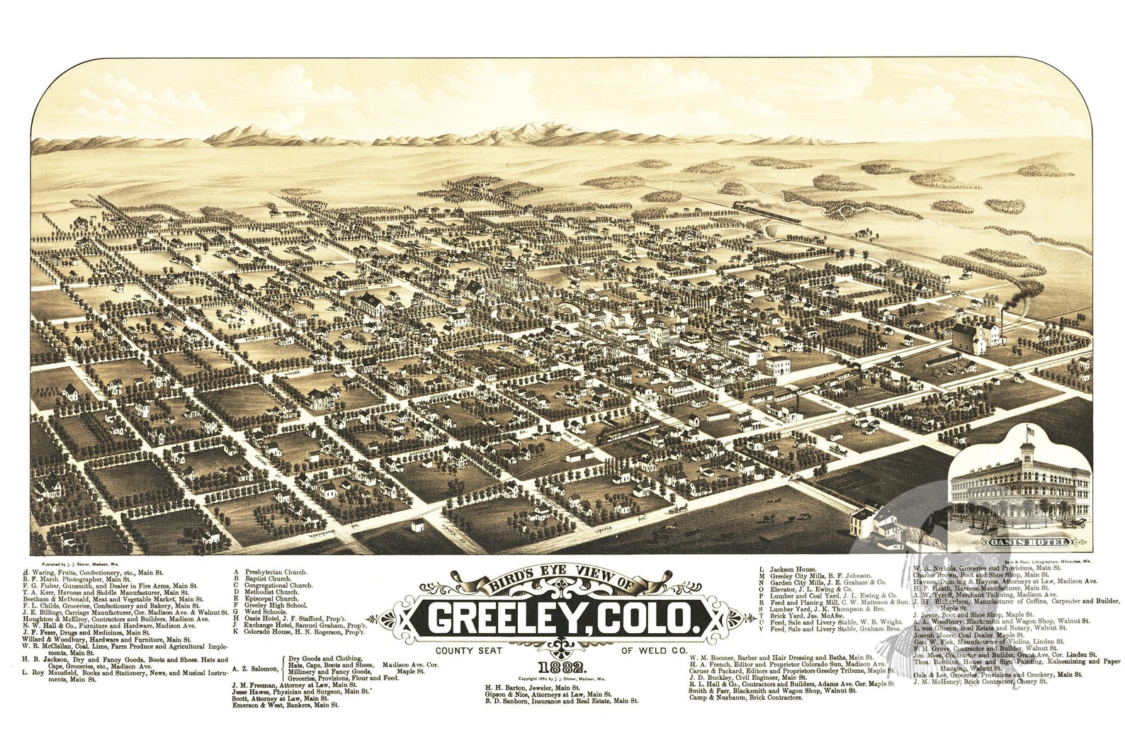 Vintage Greeley Map 1882 Old Map of Greeley Colorado | Etsy