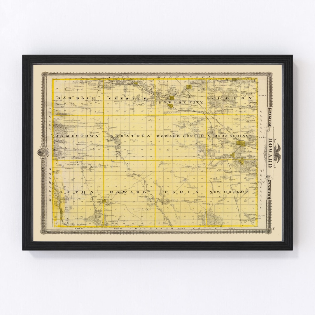 Howard County Map 1875, Vintage Howard County Map, Old Howard County ...