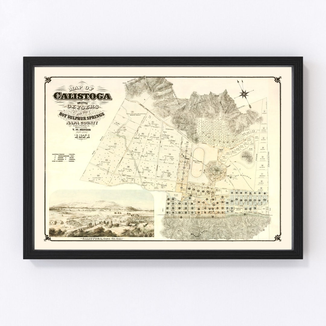 Calistoga Map 1871 Old Map of Calistoga California Art Vintage Print ...