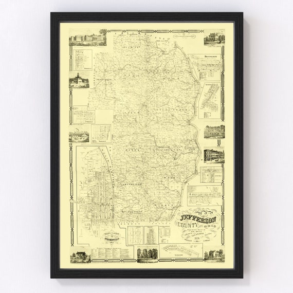 Jefferson County Ohio Map 1856 Old Map of Jefferson County - Etsy