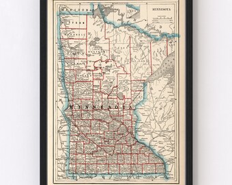 Minnesota Map Art | Etsy