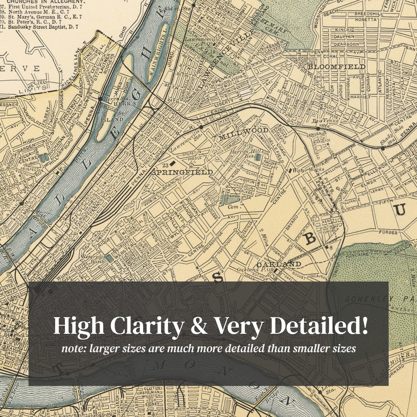 Pittsburgh Map 1891 Old Map of Pittsburgh Pennsylvania Art - Etsy