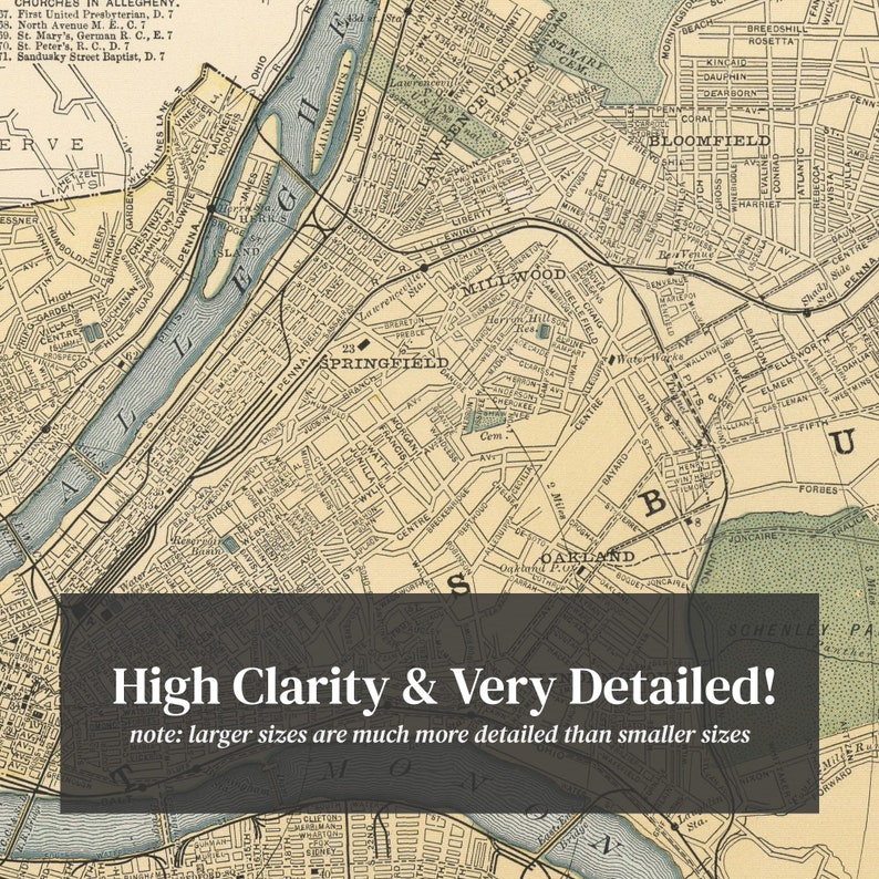 Pittsburgh Map 1891 Old Map of Pittsburgh Pennsylvania Art - Etsy