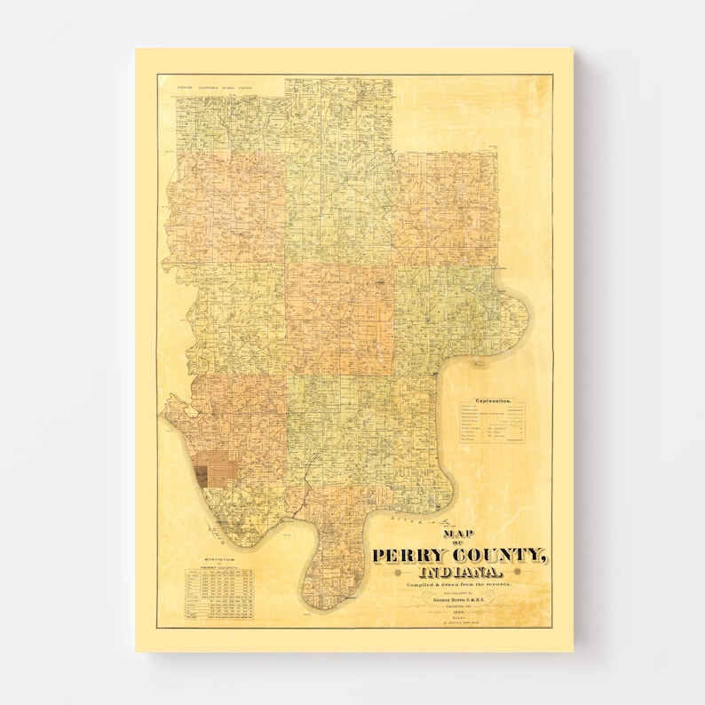 Perry County Map 1894, Vintage Perry County Map, Old Perry County ...