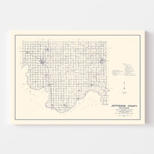 Jefferson County OK Map 1936 Old Map of Oklahoma Art Vintage Print ...