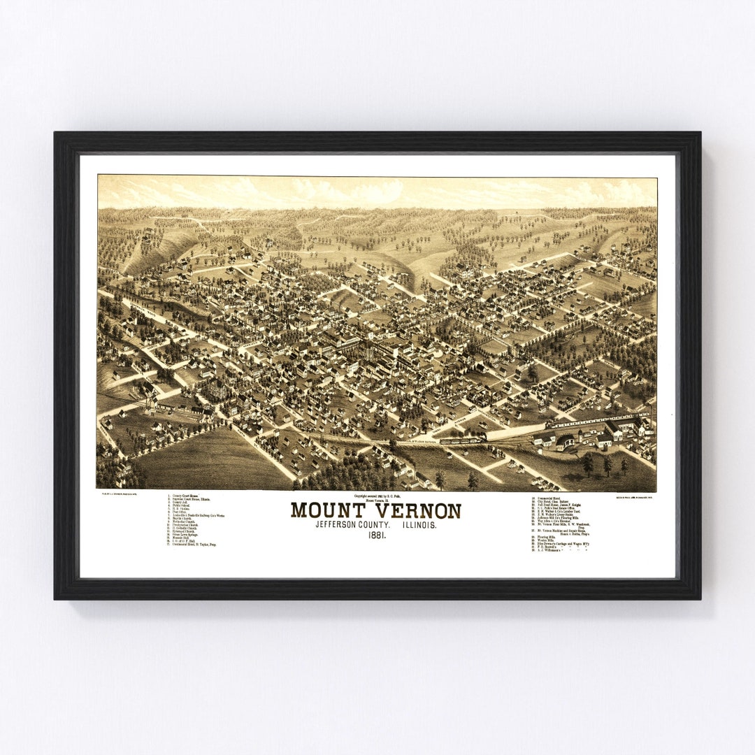 Mount Vernon Map 1881, Vintage Mount Vernon Map, Old Mount Vernon ...
