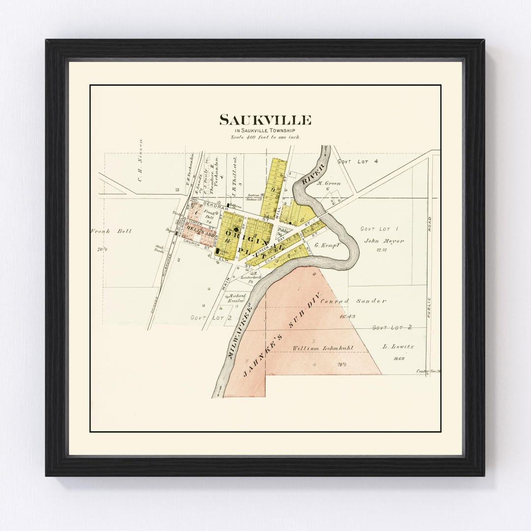 Fredonia Map 1915 - Old Map of Fredonia Wisconsin Art Vintage Print ...