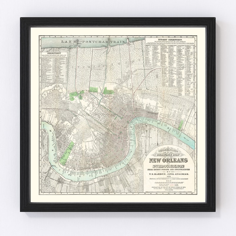 Louisiana Map Art Framed - Etsy