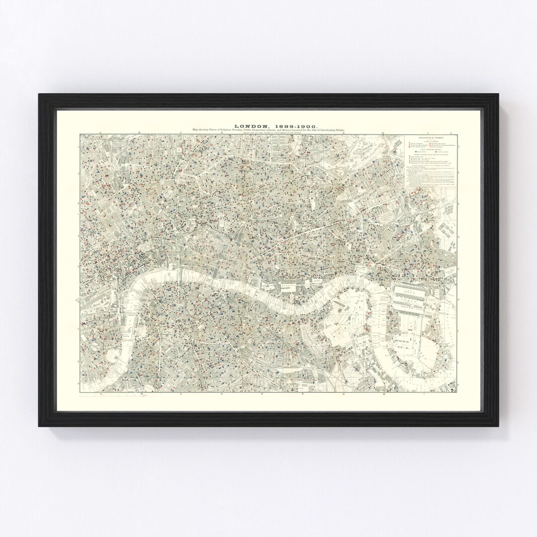 London Map 1903, Vintage London Map, Old London Art, Wall Art Gift for ...