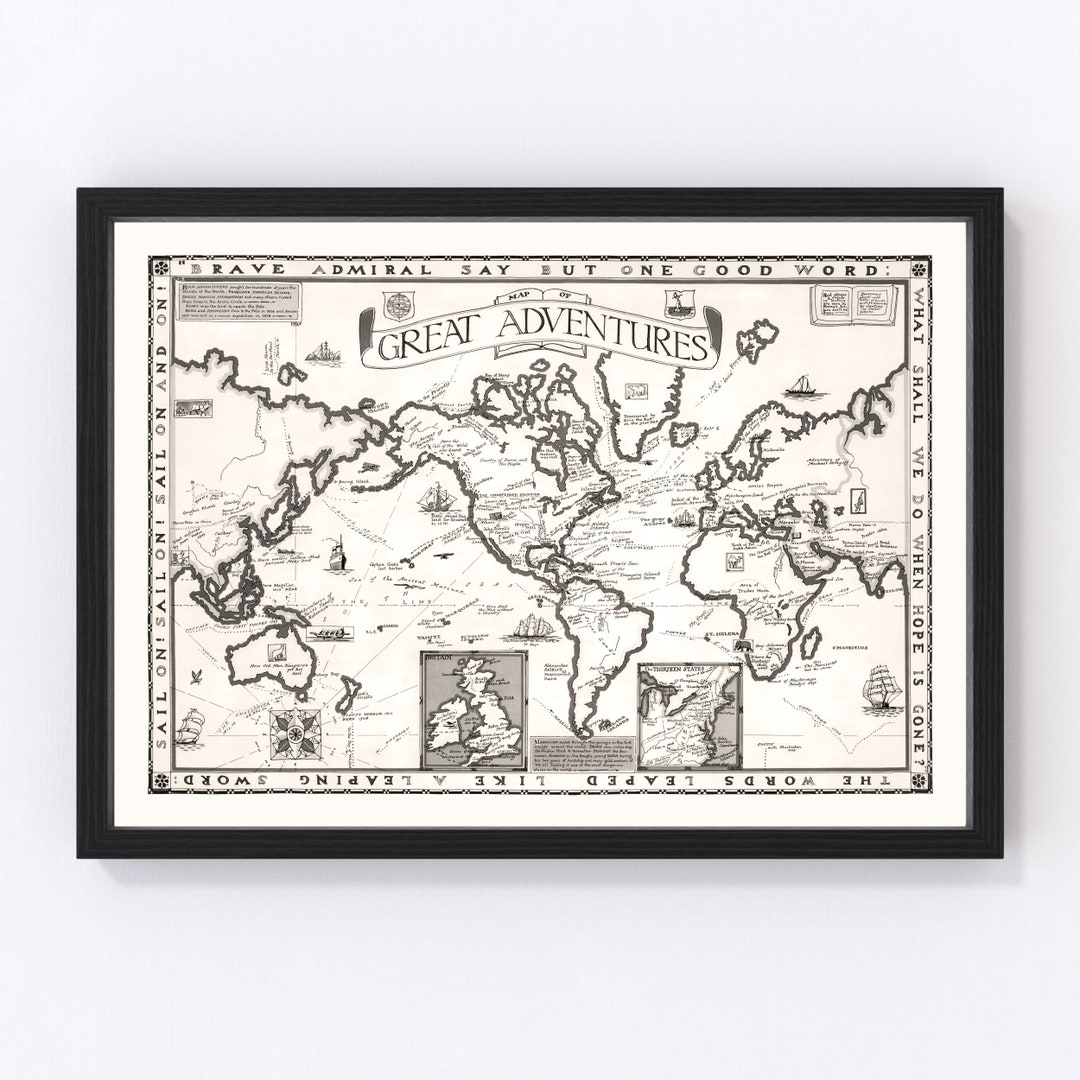 World Map 1928, Vintage World Map, Old World Art, Wall Art Gift for ...