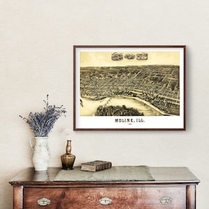 Moline Map 1889, Vintage Moline Map, Old Moline Illinois Art, Wall Art ...