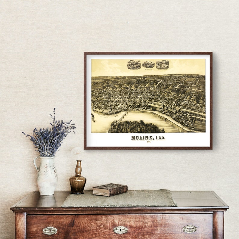 Moline Map 1889 Old Map of Moline Illinois Art Vintage Print - Etsy