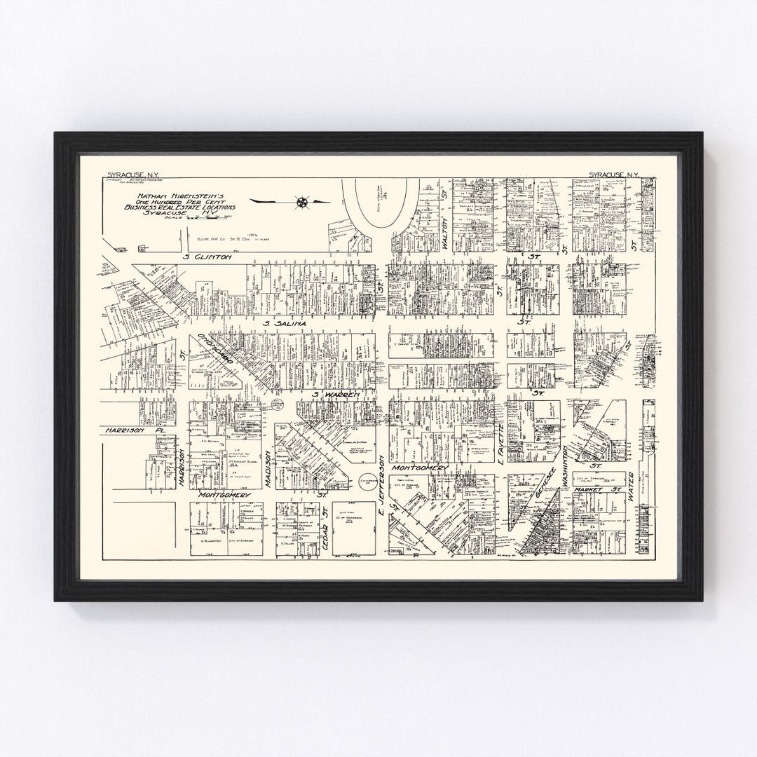 Syracuse Map 1929, Vintage Syracuse Map, Old Syracuse New York Art ...